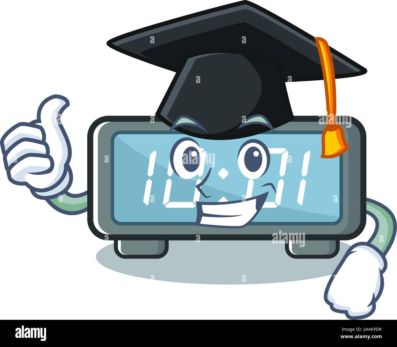 Graduation digital clock clings to cartoon wall Stock Vector Image ...