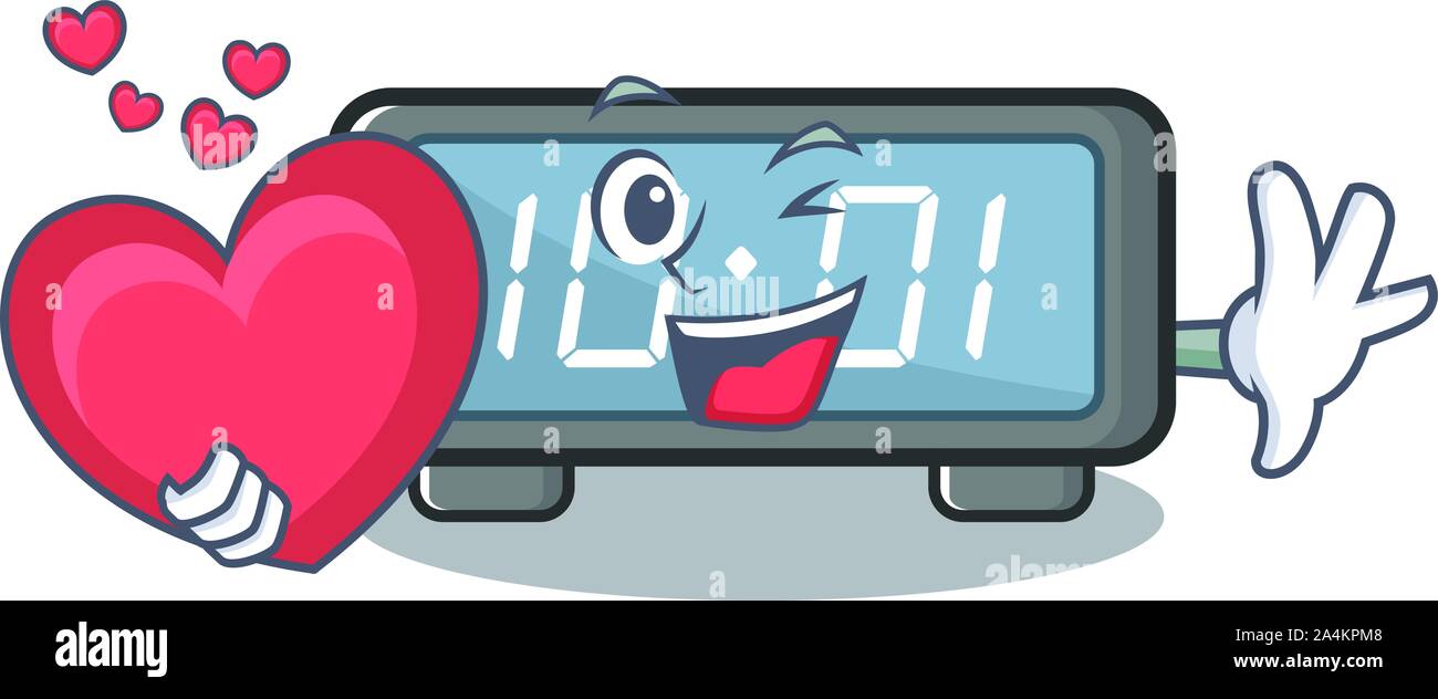 With heart digital clock cartoon in character shape Stock Vector Image ...