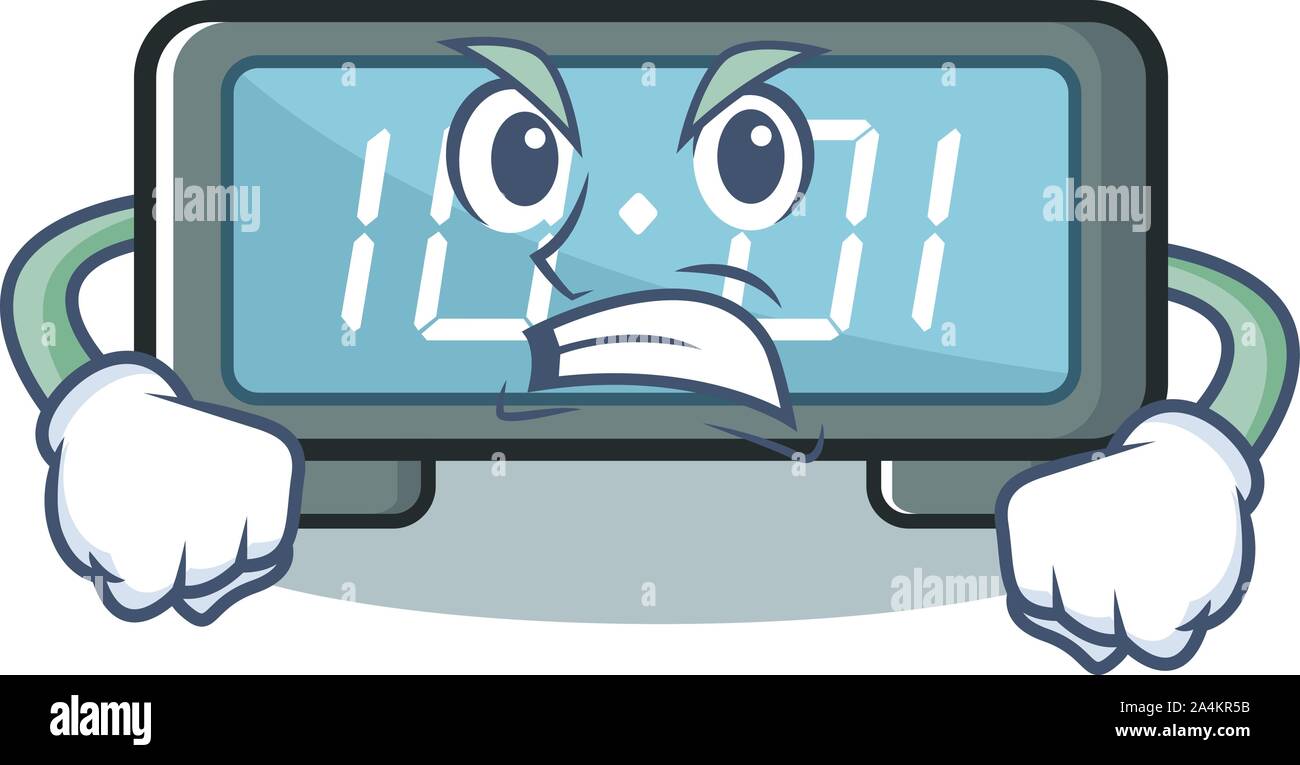 Angry digital clock cartoon in character shape Stock Vector Image & Art ...