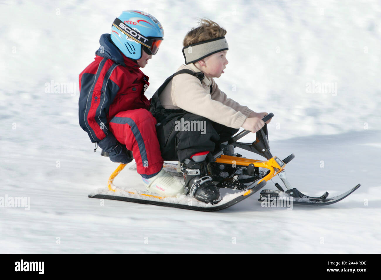 Boys on sledges hi-res stock photography and images - Alamy