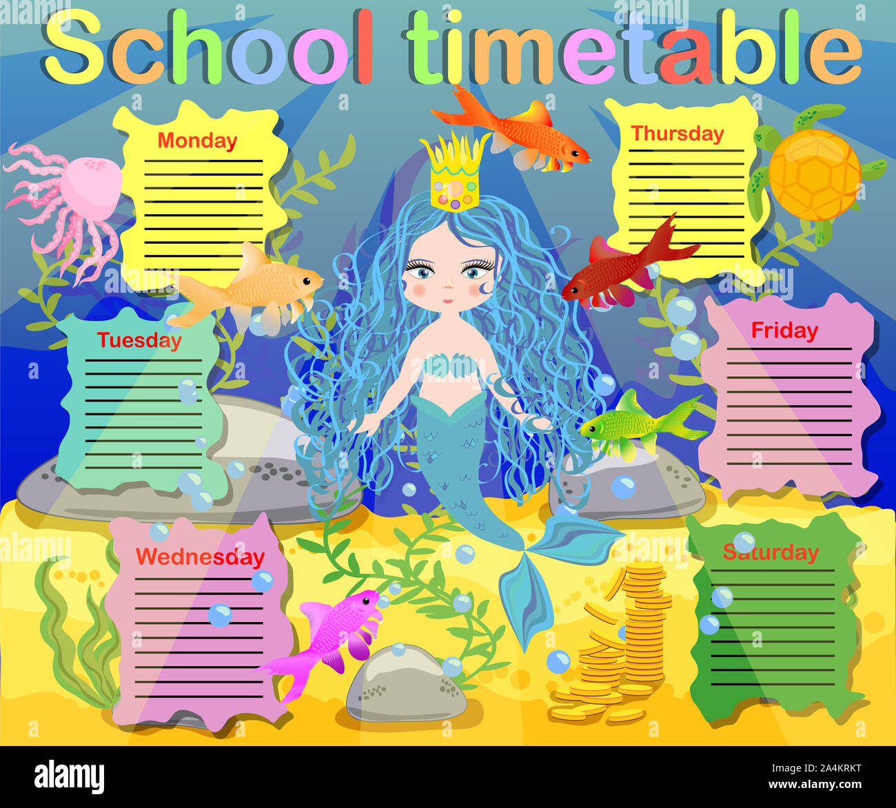 School timetable template for poster, note, book, memorypad with ...
