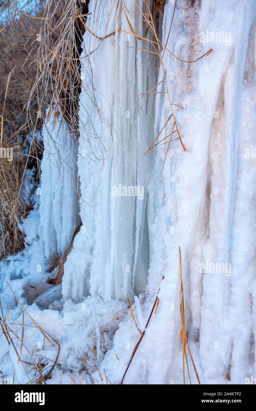 cold winter background with icicles Stock Photo - Alamy