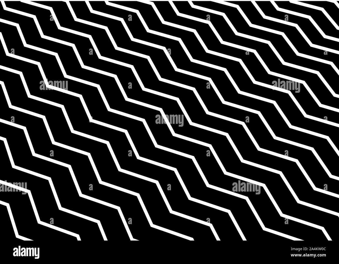 Abstract diagonal white chevron wave or wavy pattern on black ...