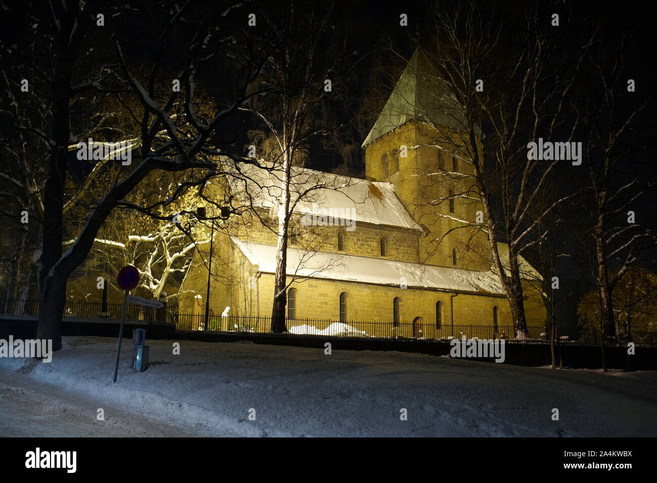 Gamle Aker Kirke, Roman style church in Oslo Stock Photo - Alamy