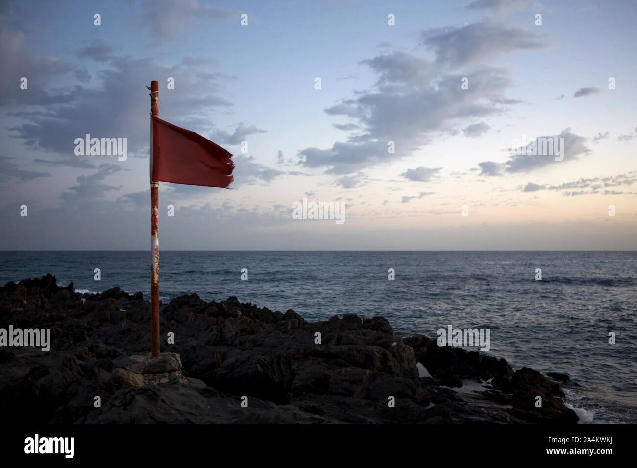 Seamark. Red flag Stock Photo - Alamy