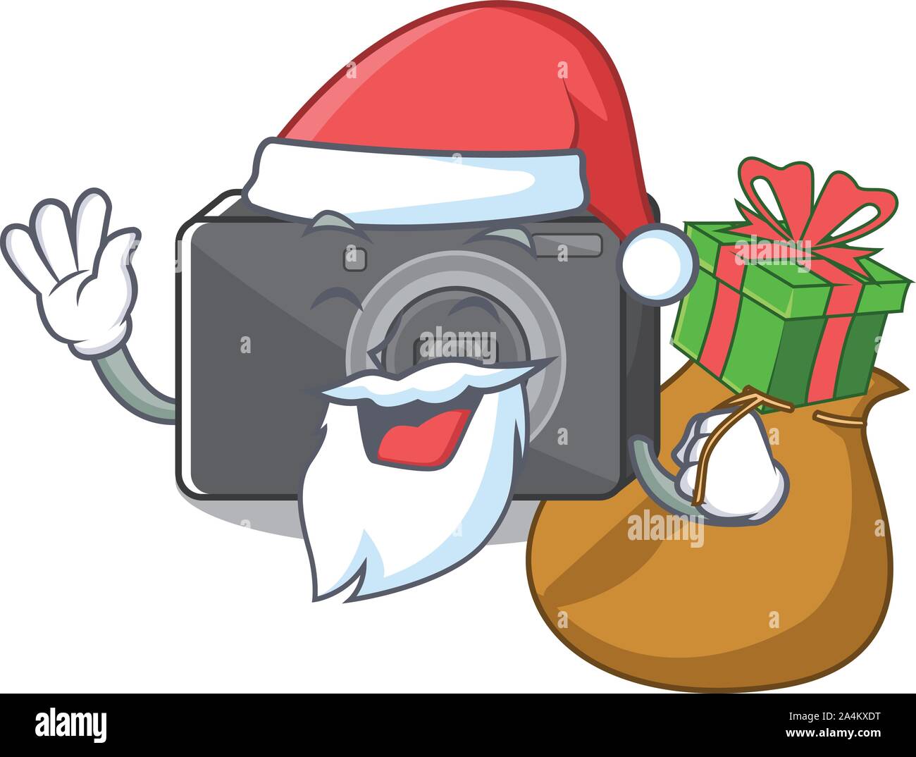 Santa with gift digital camera on a cartoon table Stock Vector Image ...