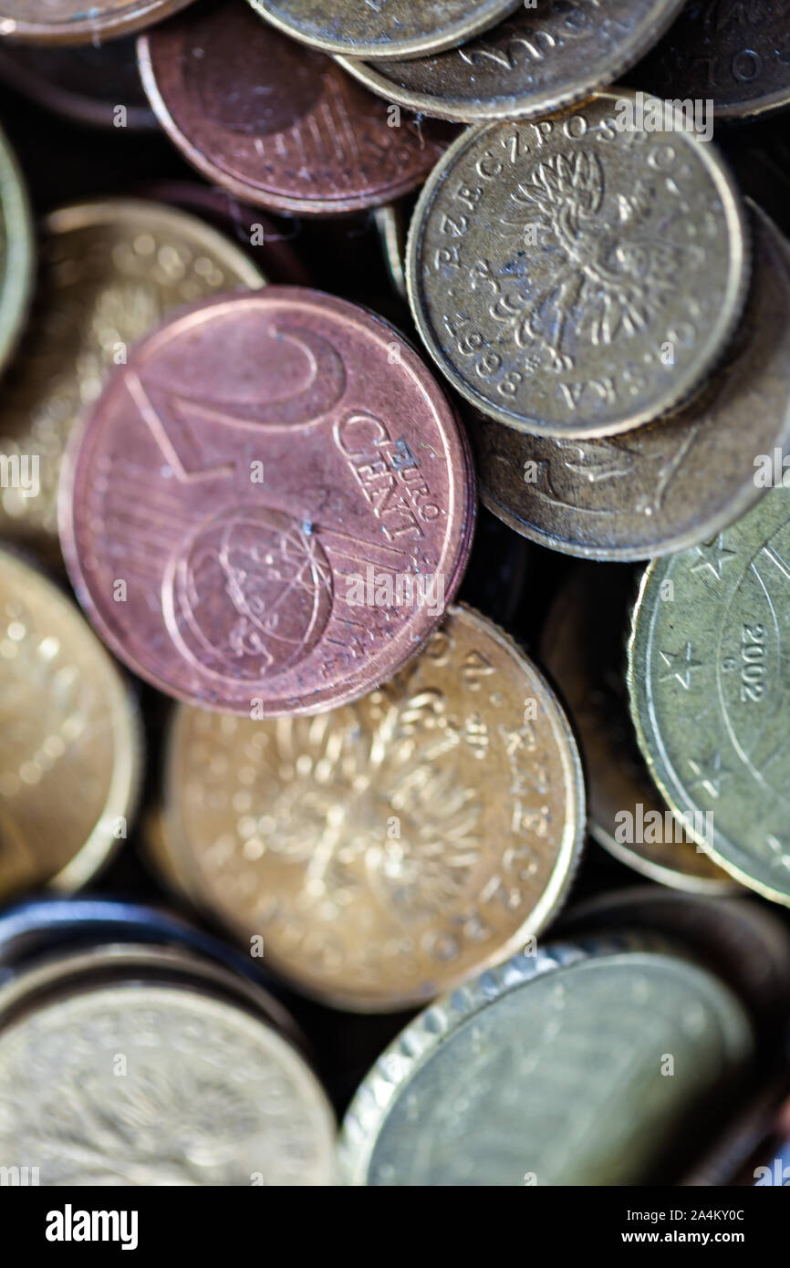Small coins close-up - financial ideas Stock Photo - Alamy