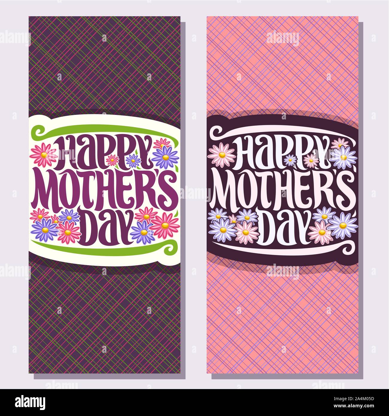 Vector vertical banners for Mothers Day, greeting cards with pink and ...