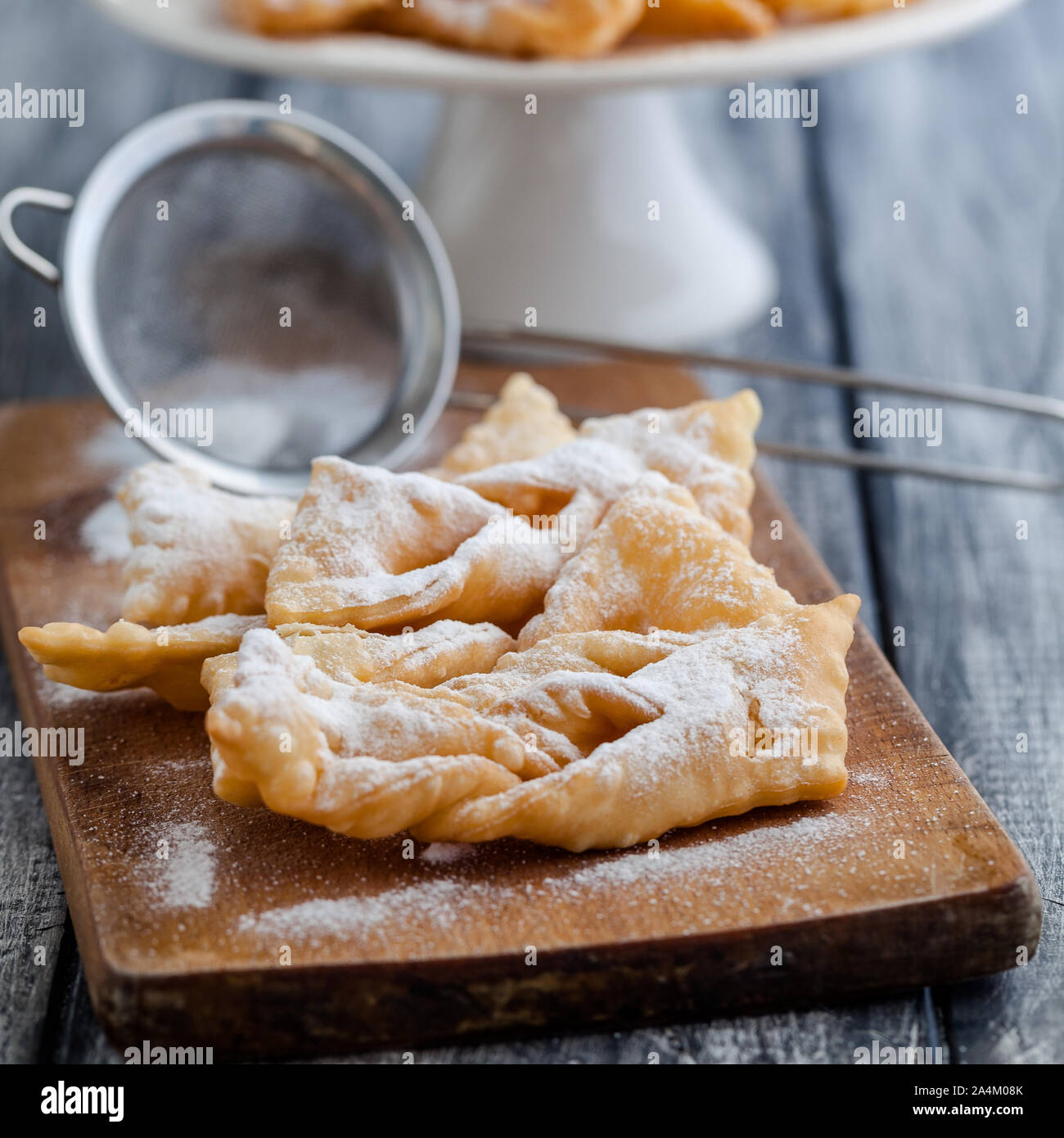 Angel wings biscuits, a traditional European sweet dish for carnival ...