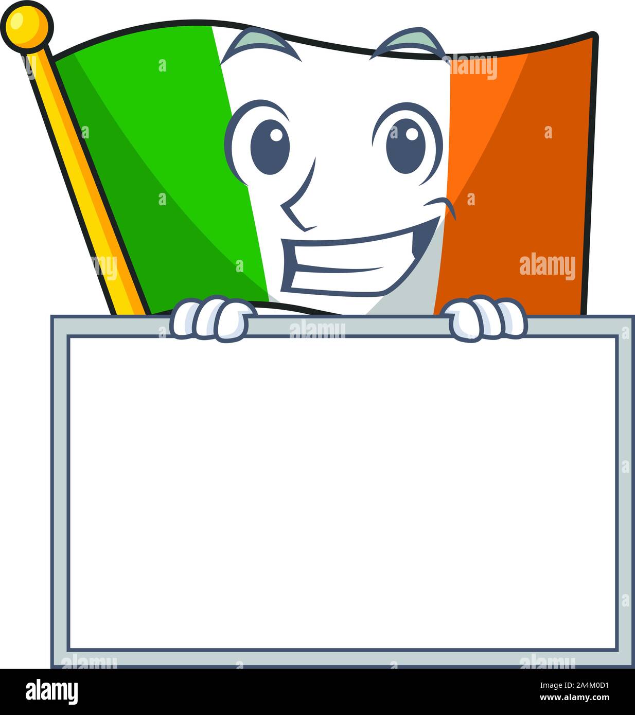 Grinning with board flag ireland isolated with the cartoon Stock Vector ...