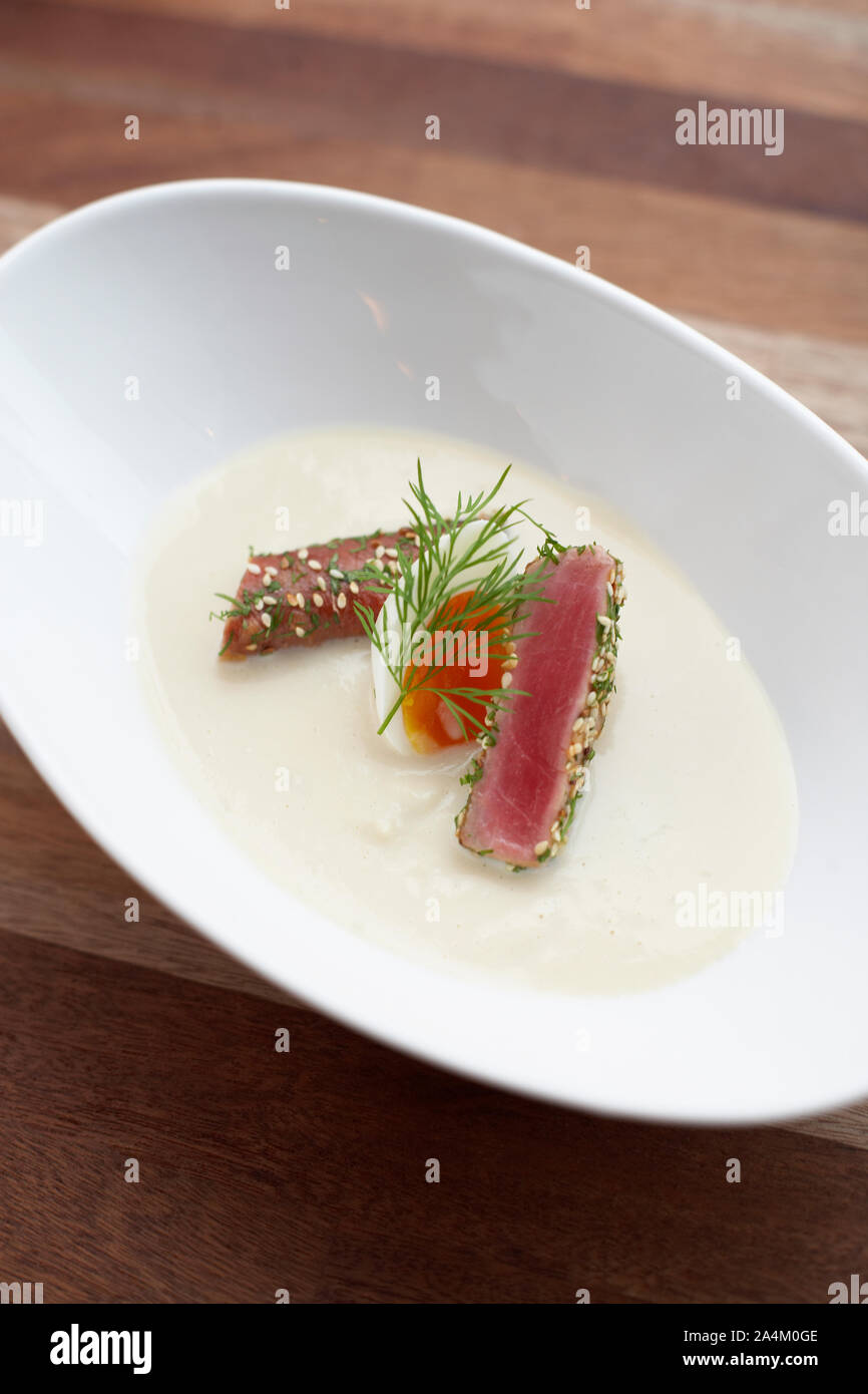 Tuna fish meal on a plate Stock Photo - Alamy