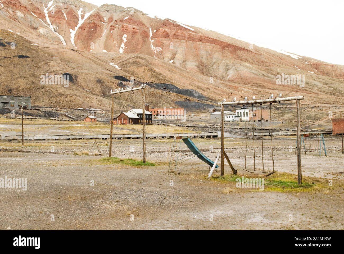 Pyramiden, Svalbard / Spitsbergen. Playground. Abandoned Russian mining ...