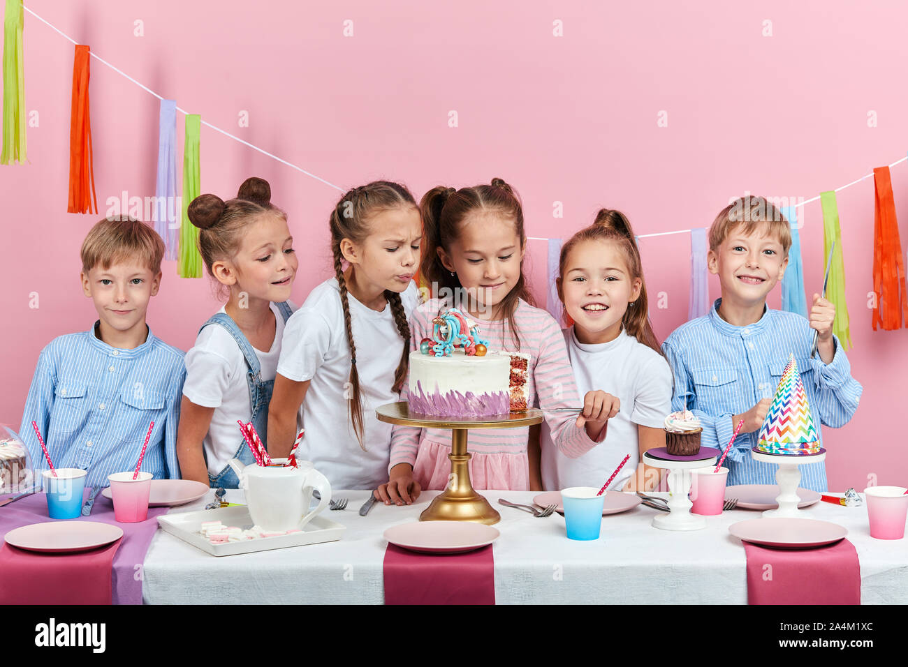 lovely girl giving porsions of cake at party. close up photo isolated ...