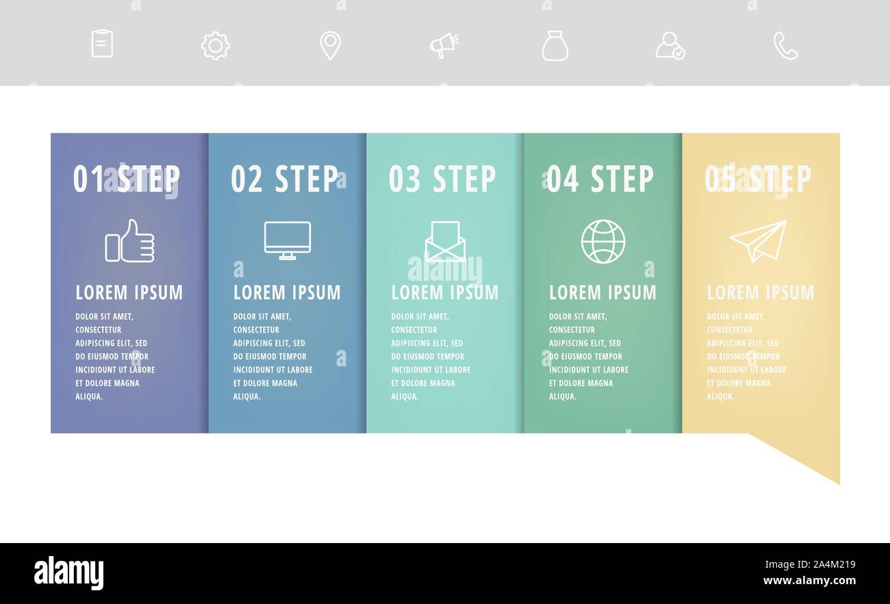Vector infographic flat template arrows for five diagrams, graph, presentation. Business concept ...