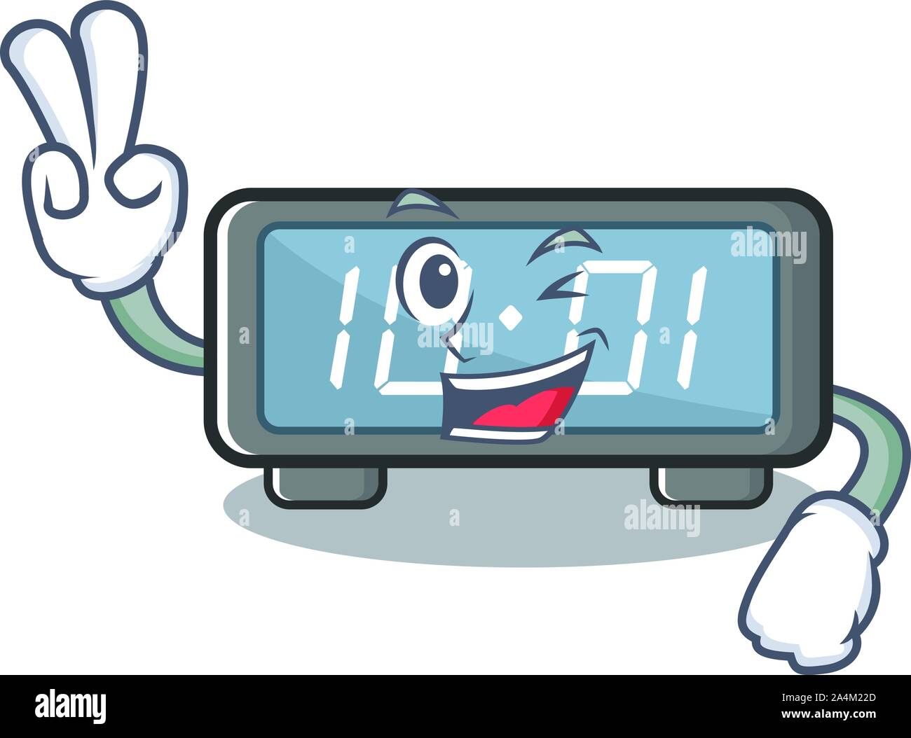 Two finger digital clock clings to cartoon wall Stock Vector Image ...