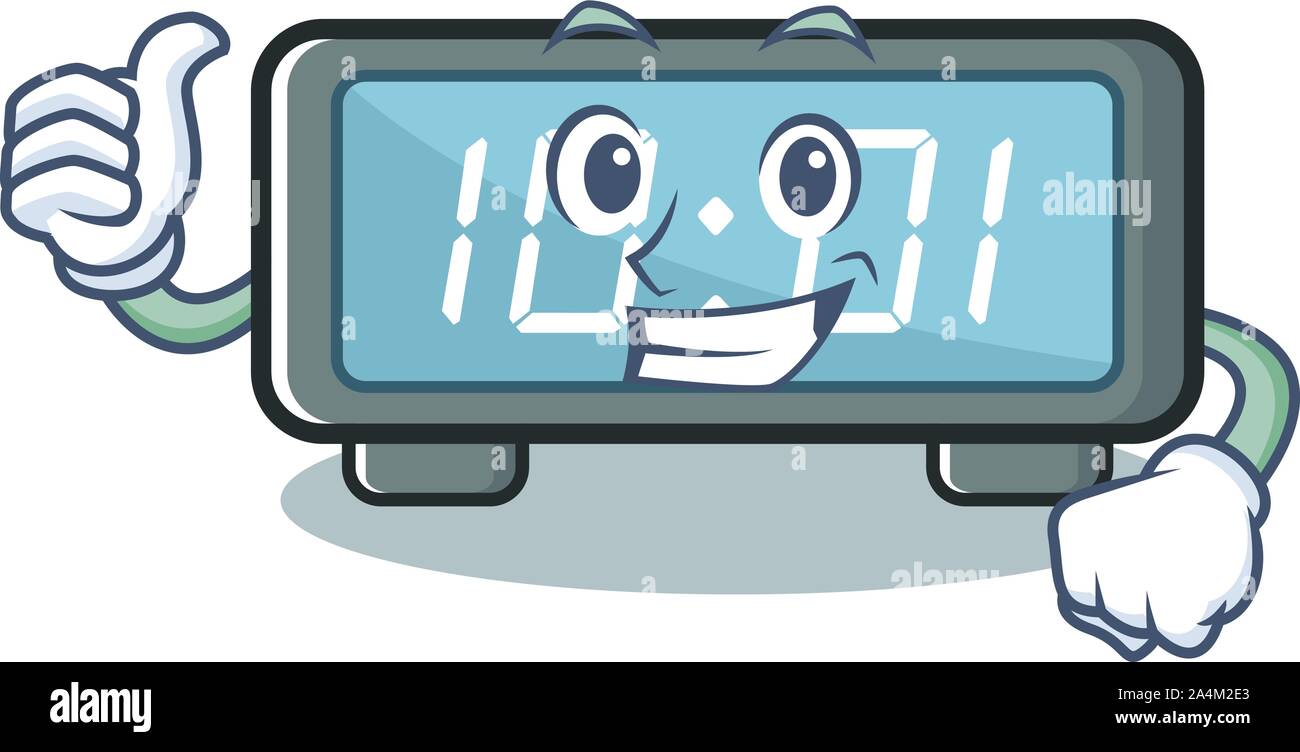 Thumbs up digital clock clings to cartoon wall Stock Vector Image & Art ...