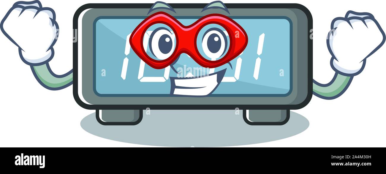 Super hero digital clock clings to cartoon wall Stock Vector Image ...