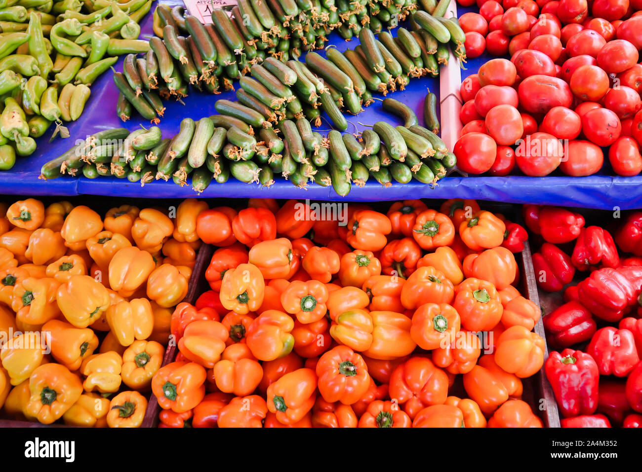 Fresh vegetables at a market stall Stock Photo - Alamy