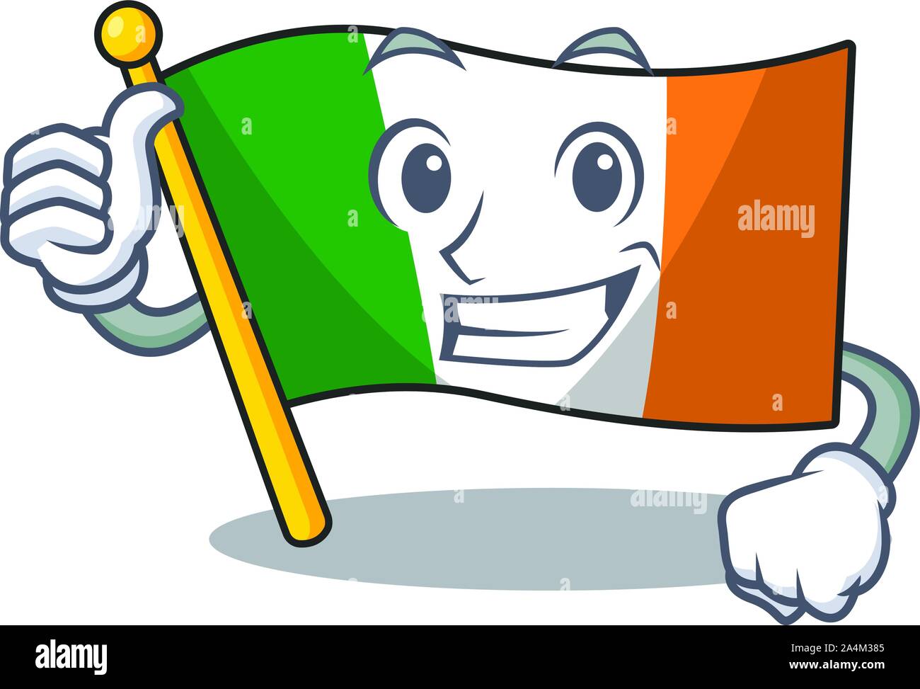 Thumbs up flag ireland hoisted above cartoon pole Stock Vector Image ...