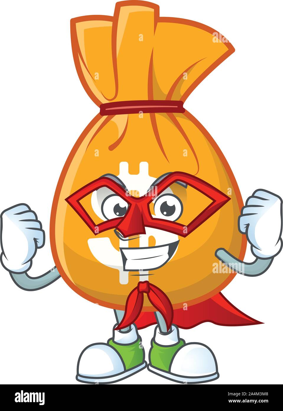 Super hero cartoon bag of money with mascot Stock Vector Image & Art ...