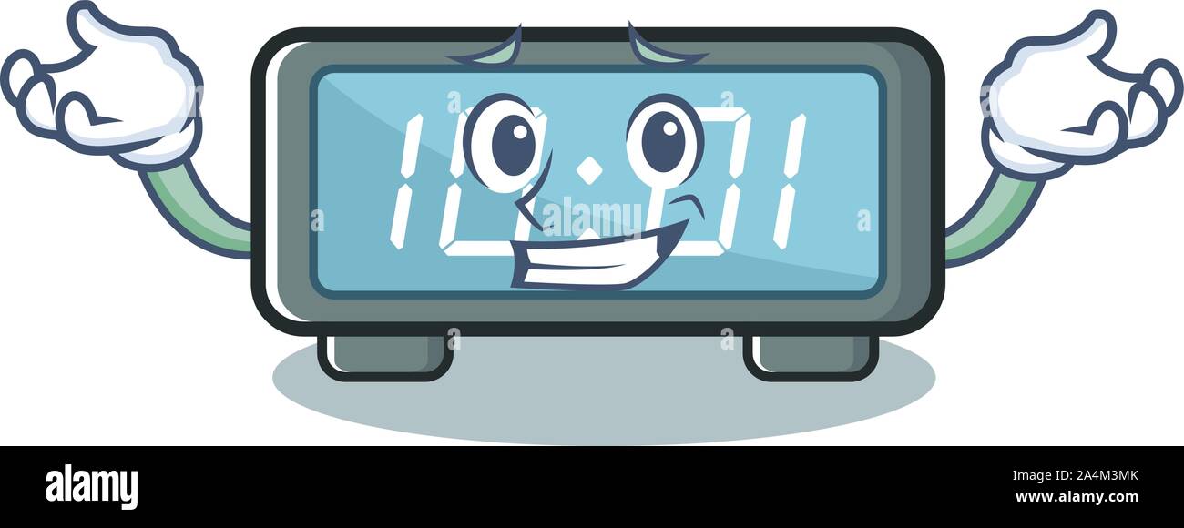 Grinning digital clock clings to cartoon wall Stock Vector Image & Art ...