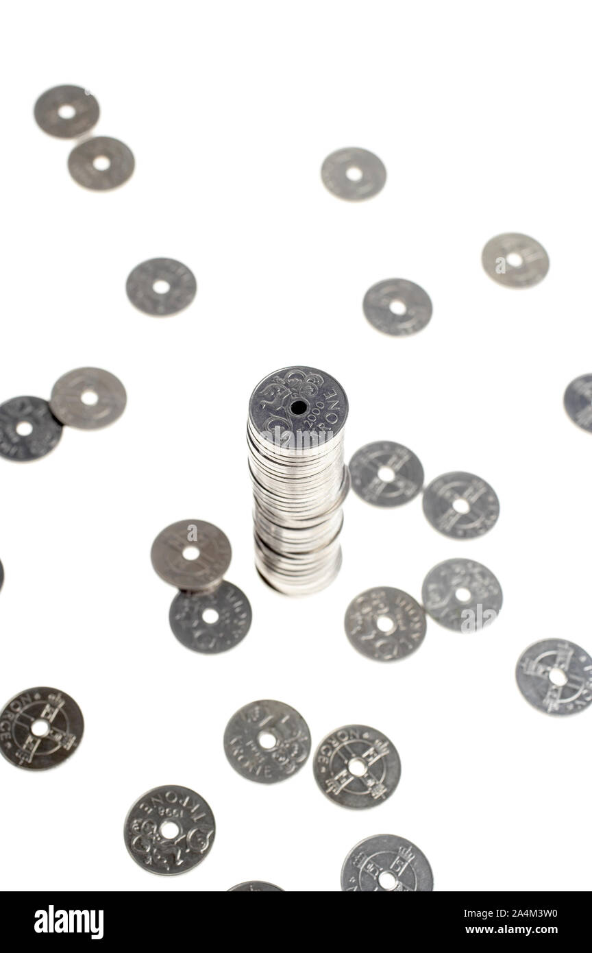 Norwegian coins - kroner Stock Photo - Alamy