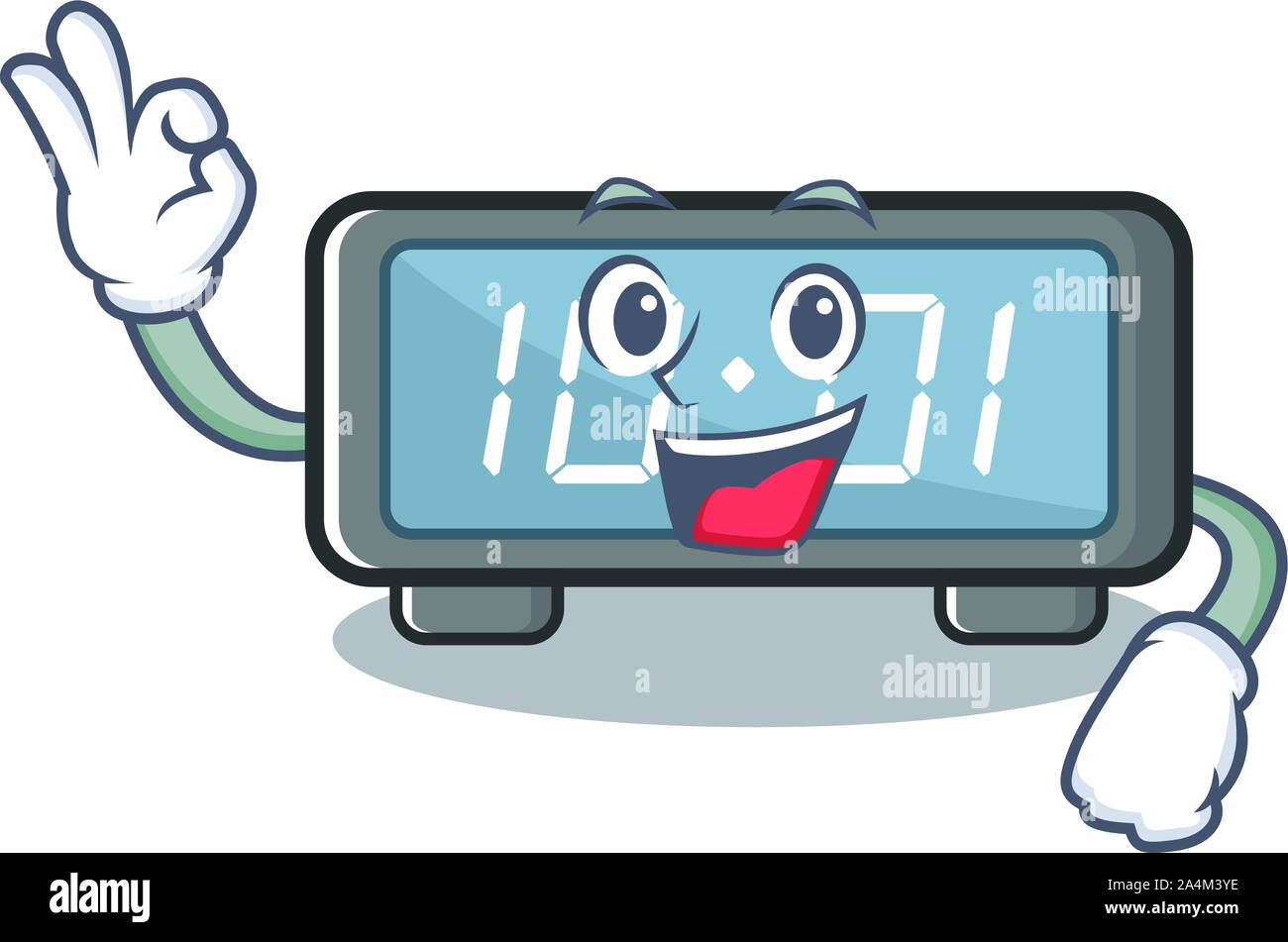 Okay digital clock clings to cartoon wall Stock Vector Image & Art - Alamy