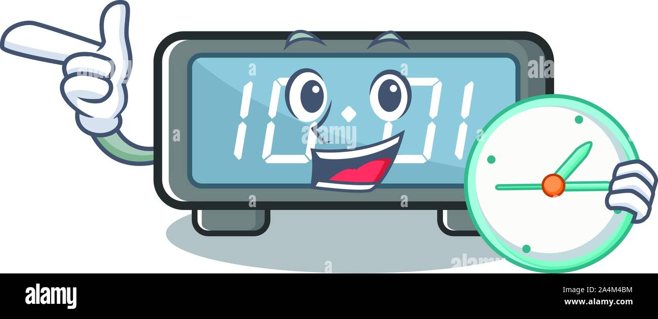 With clock digital clock clings to cartoon wall Stock Vector Image ...