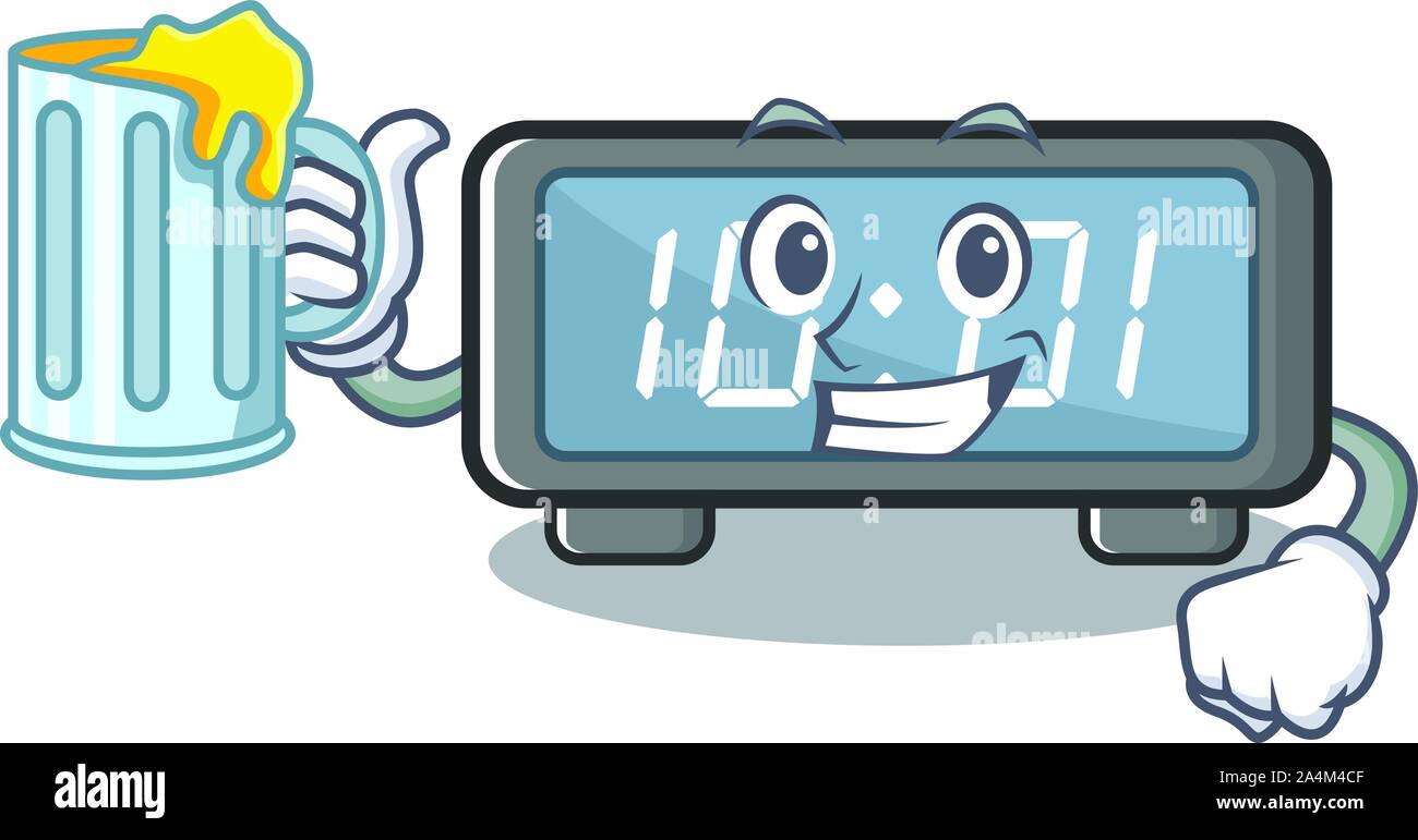 With juice digital clock cartoon in character shape Stock Vector Image ...