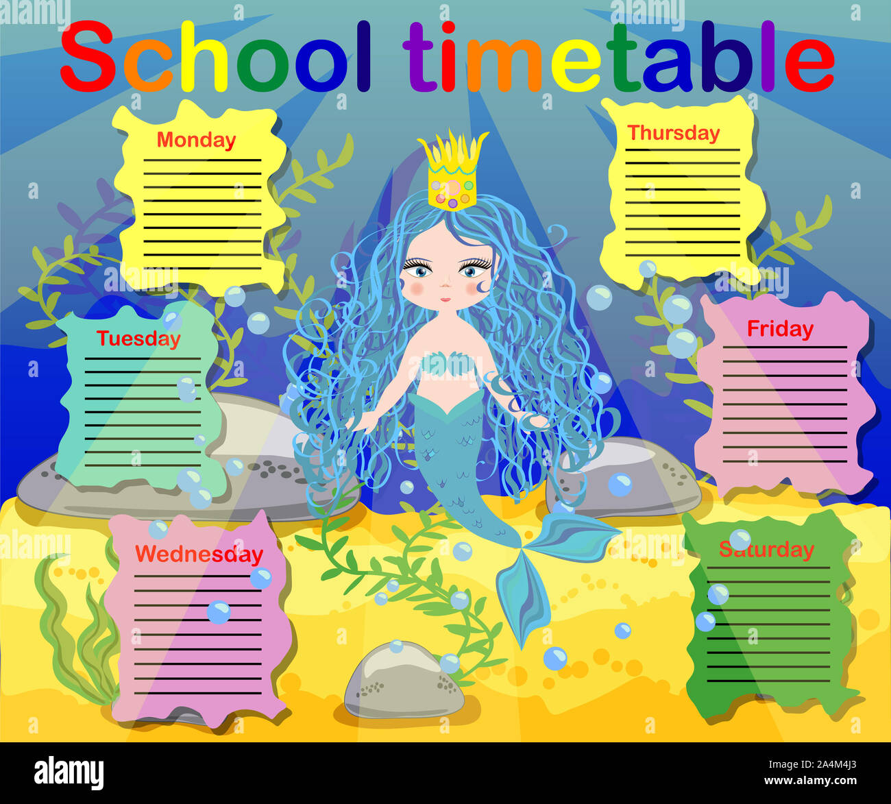 School timetable template for poster, note, book, memorypad with ...