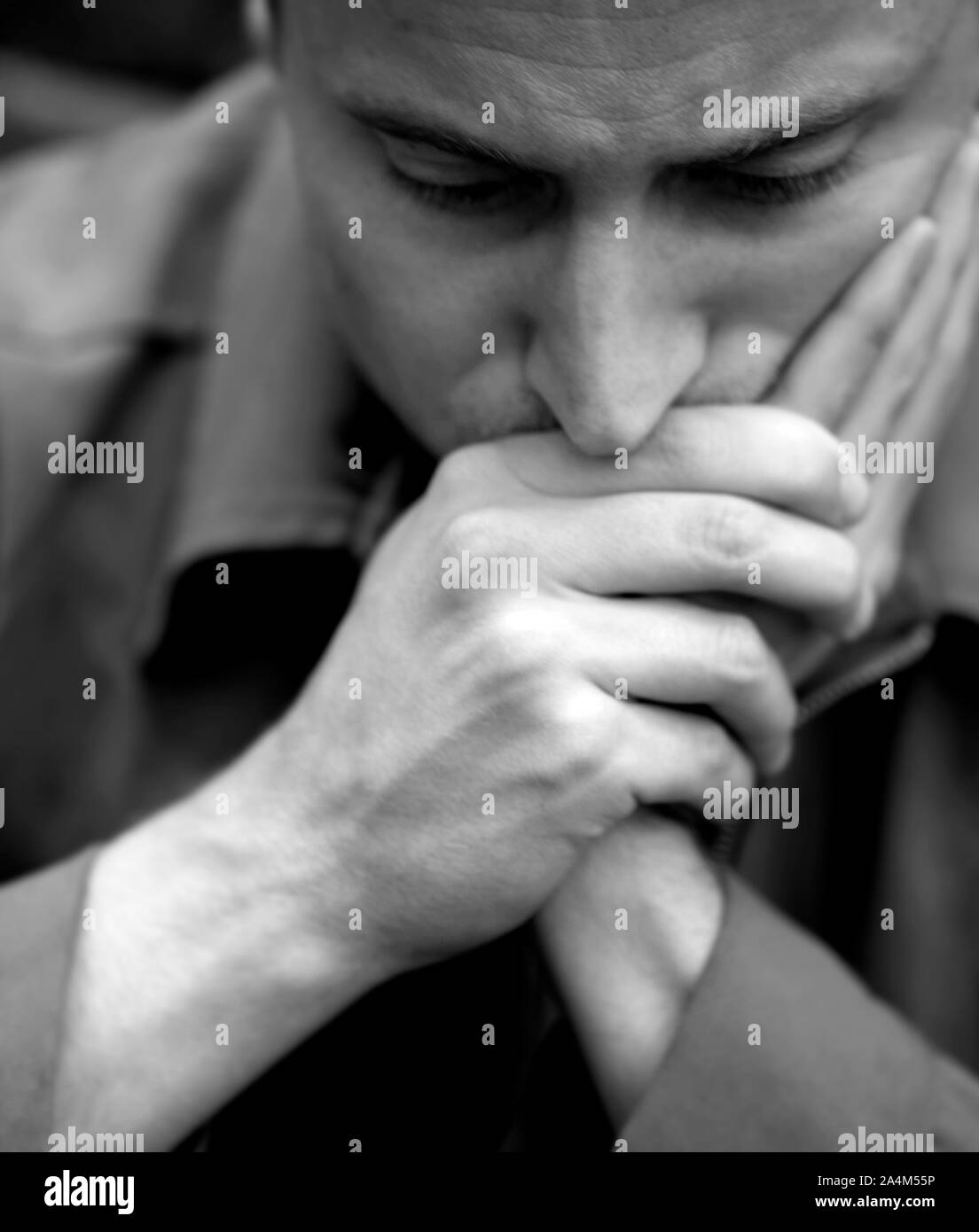 Man thinking deeeply Stock Photo - Alamy
