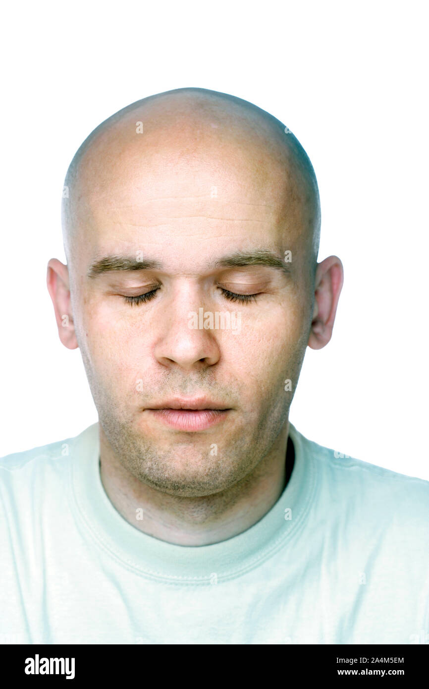 Man waiting - expectations - eyes shut Stock Photo - Alamy