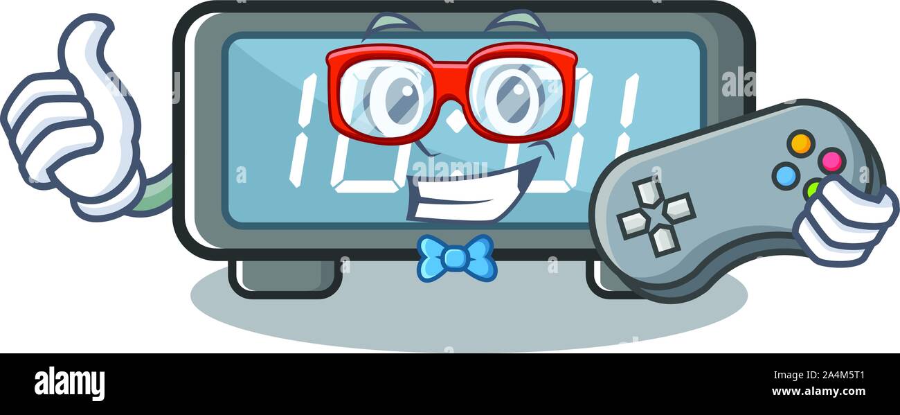 Gamer digital clock cartoon in character shape Stock Vector Image & Art ...