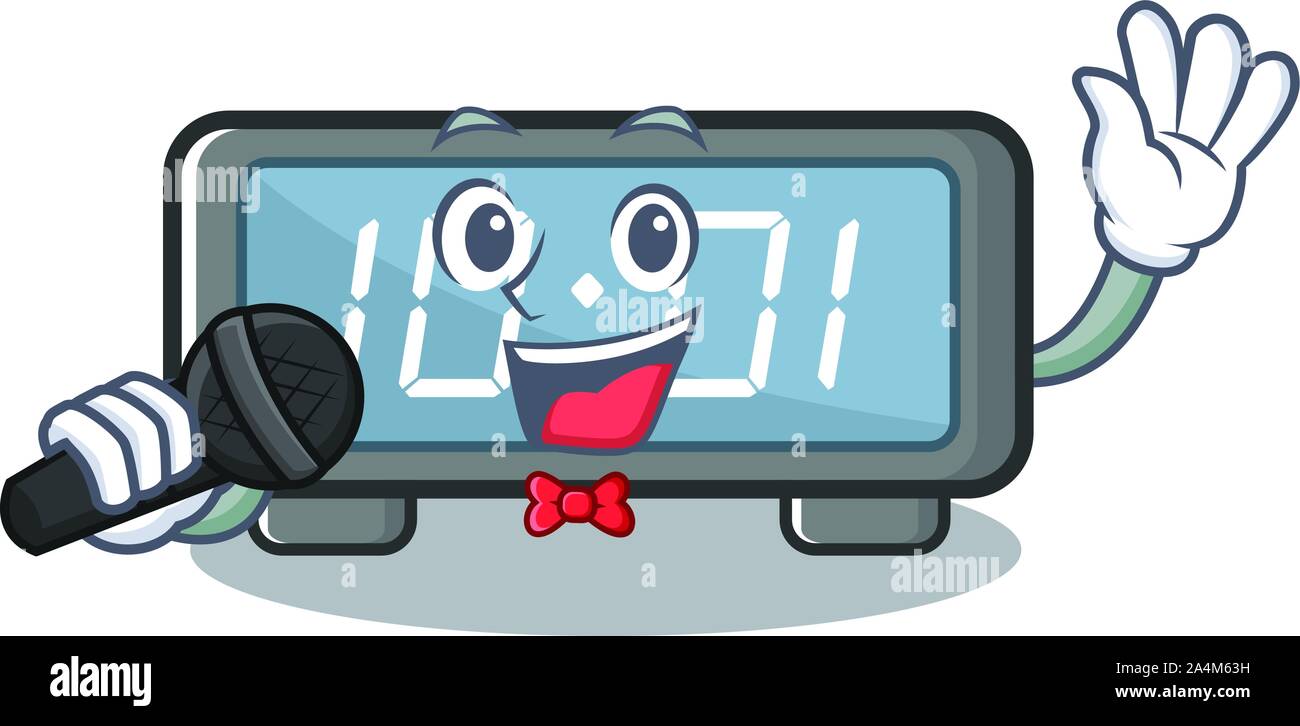 Singing digital clock cartoon in character shape Stock Vector Image ...