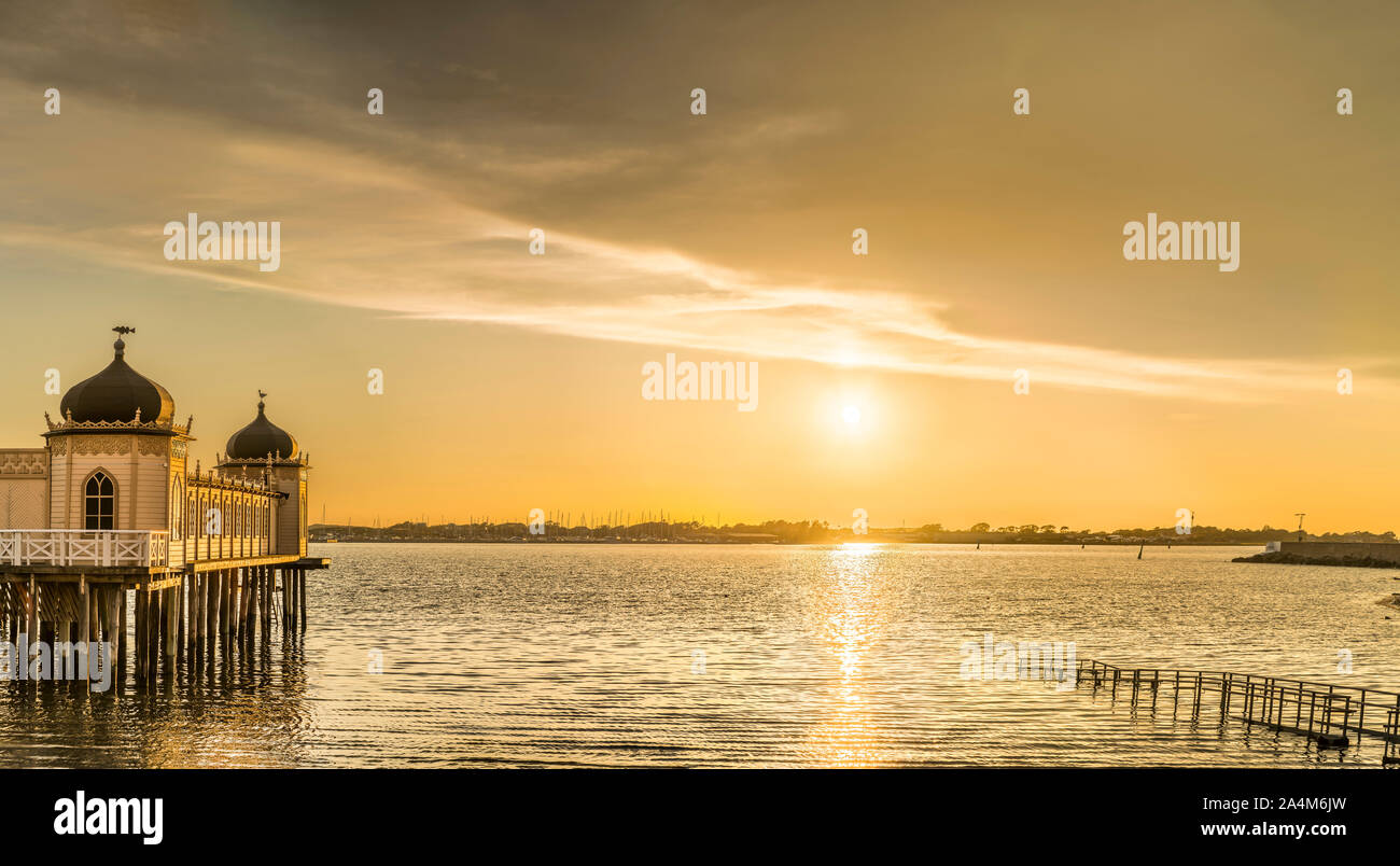 The old open air bath house (Kallbadhuset) in Varberg, Halland, Sweden ...
