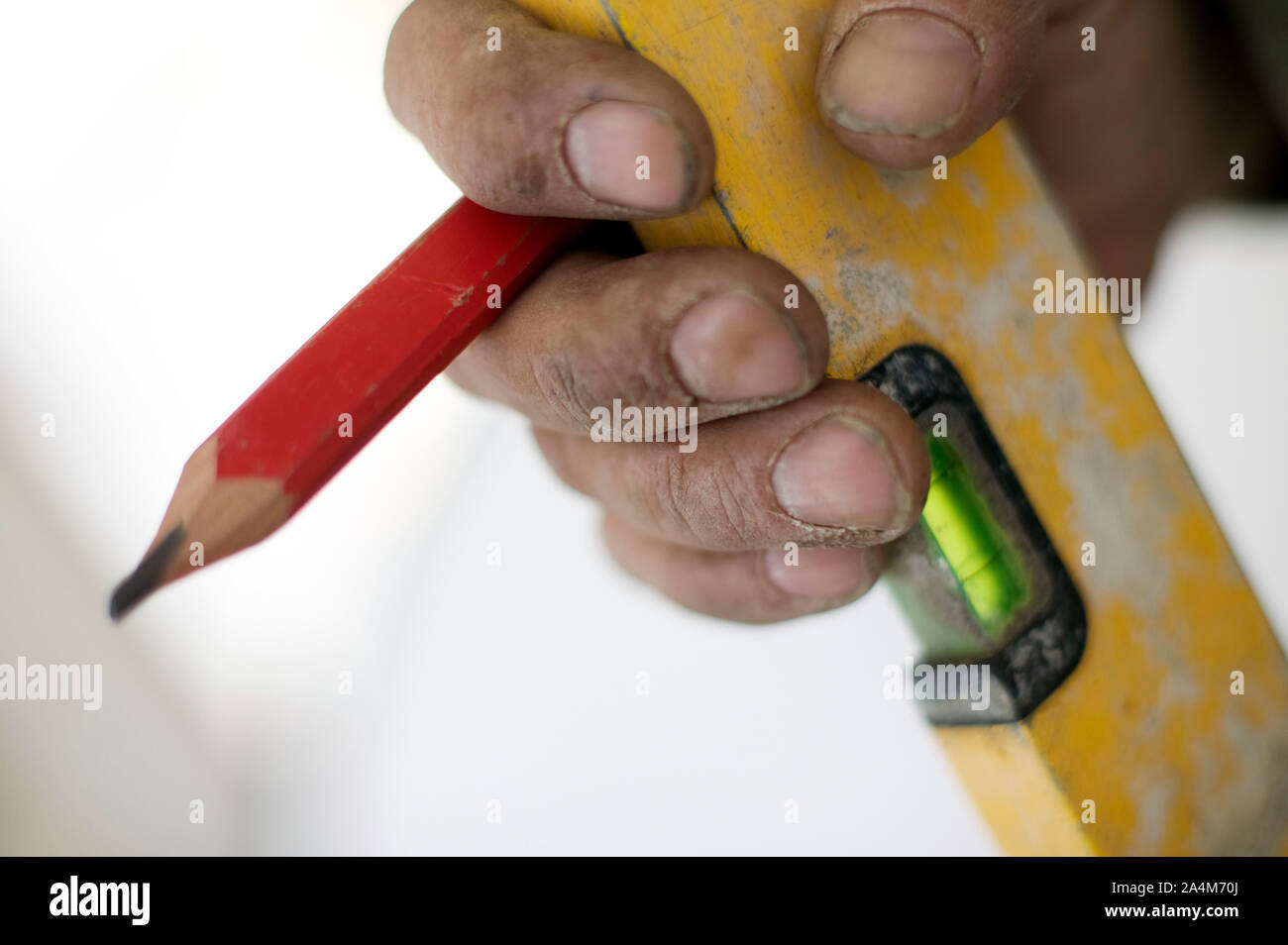 Carpenter's level - measuring Stock Photo - Alamy
