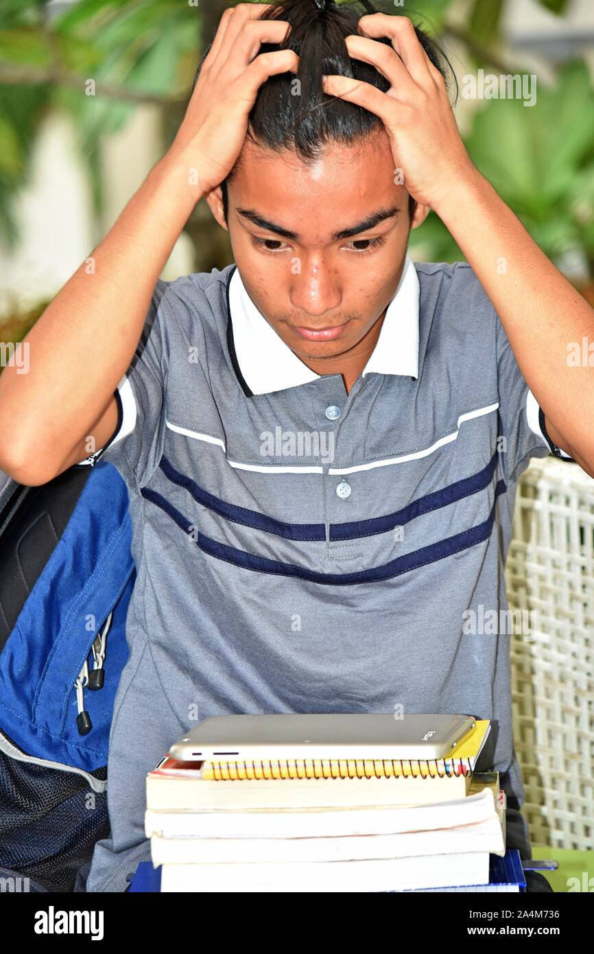 An Anxious Male Student Stock Photo - Alamy