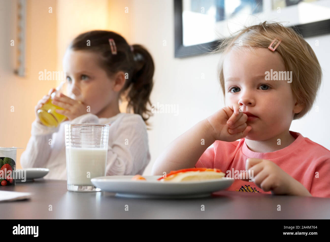 Children having breakfast Stock Photo - Alamy