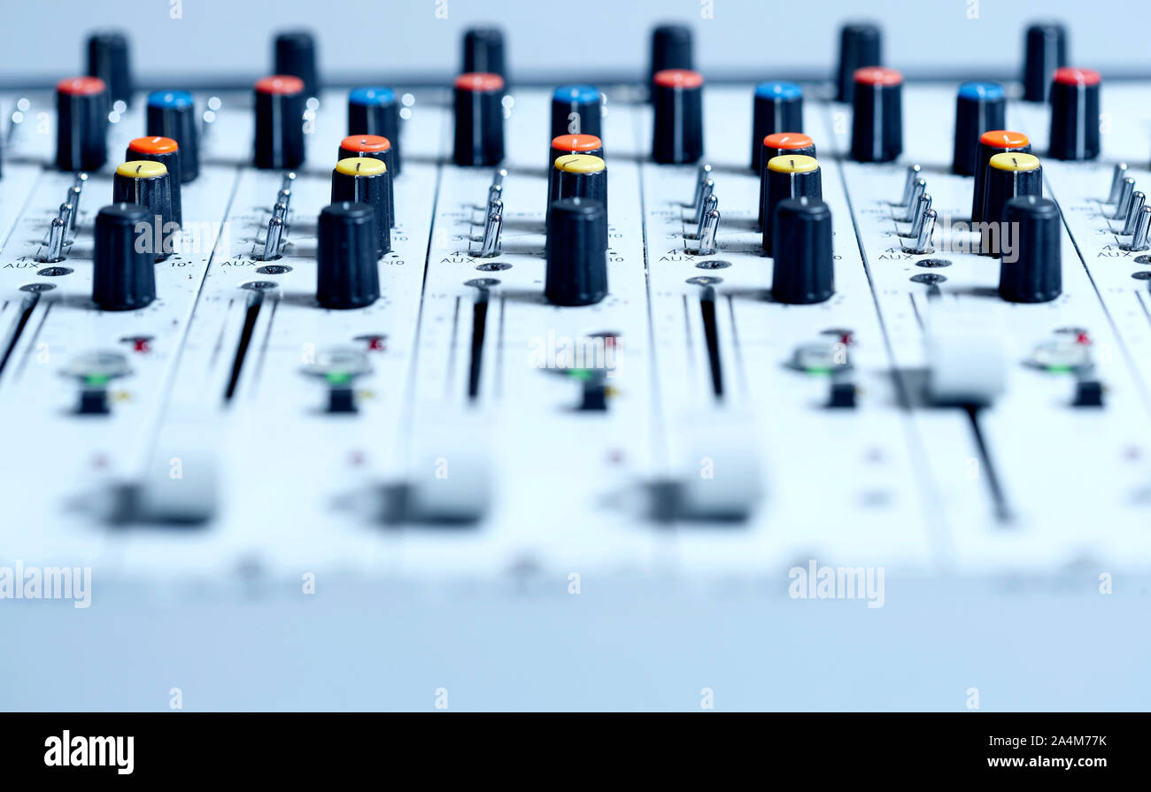 Mixing board in a recording/radio studio - sound mixer - volume - on ...