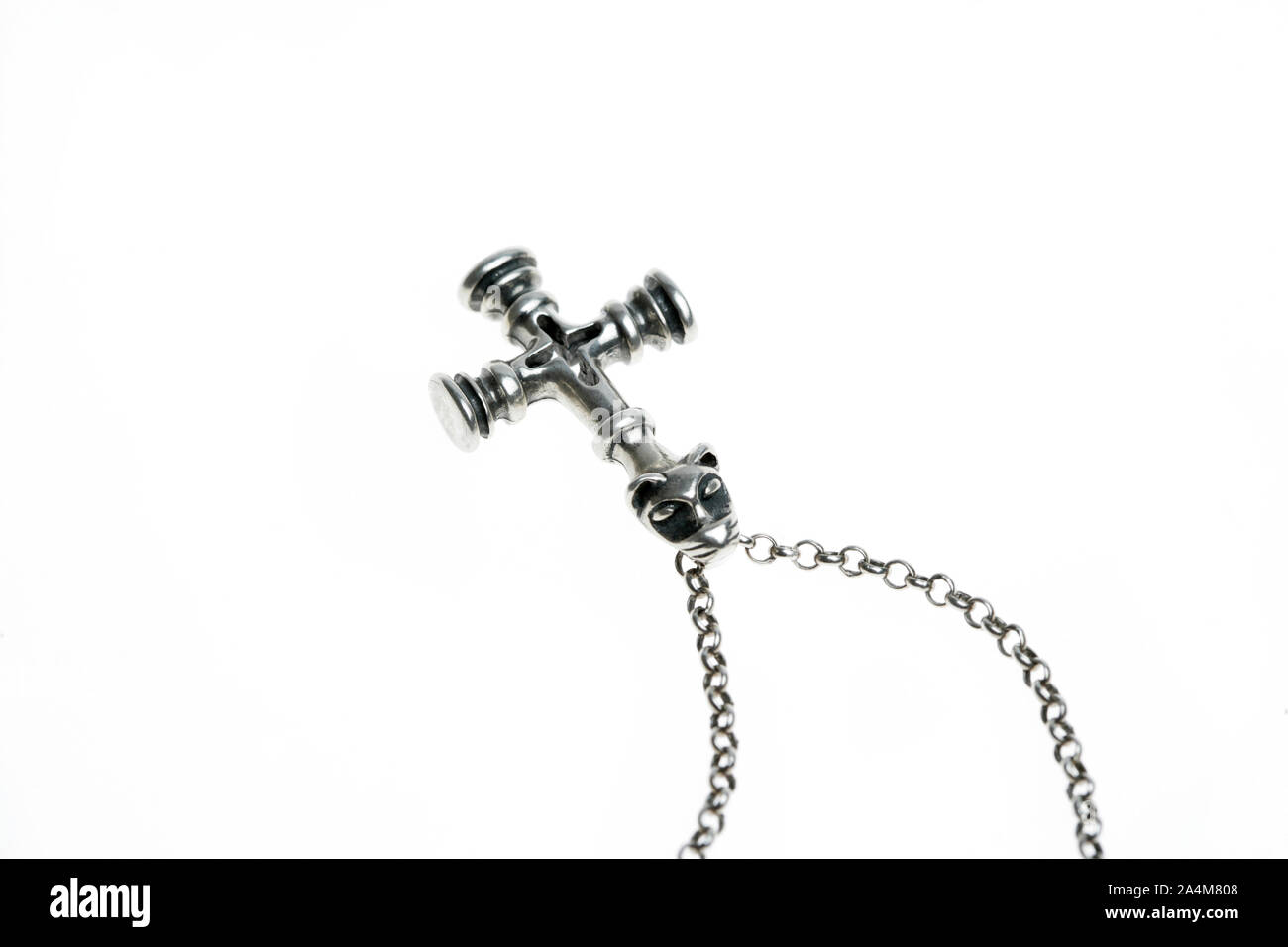 Silver necklace. The Thorshammer. The Cross. Mixed ancient Norse and ...