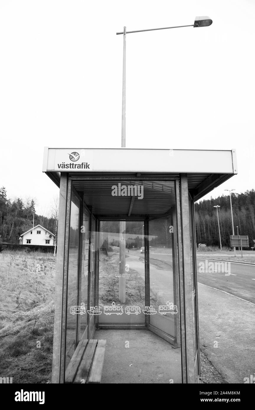 Bus stop in Sweden Stock Photo - Alamy