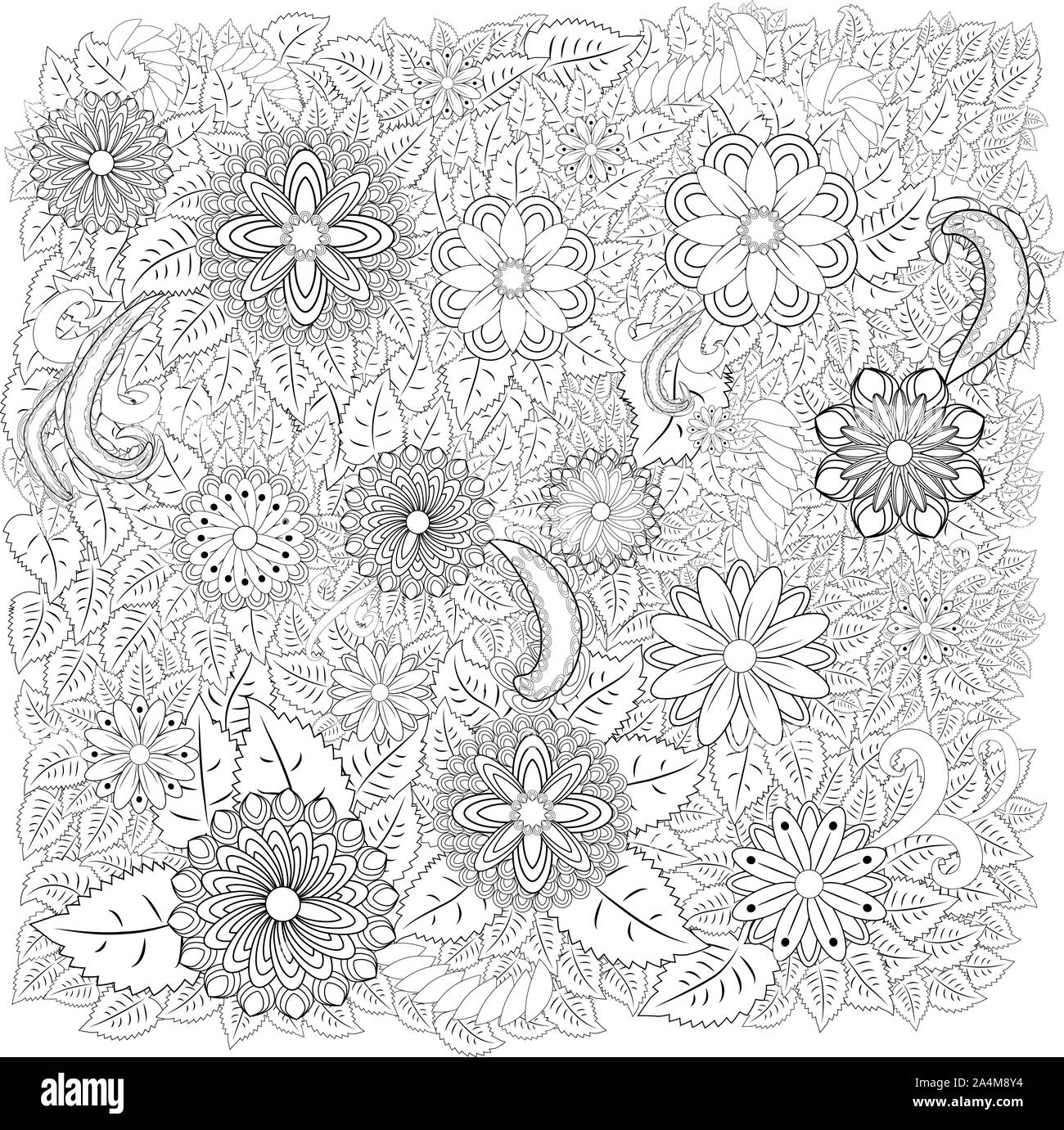 Abstract hand drawn zentangle style frame. Doodle art decorative border ...