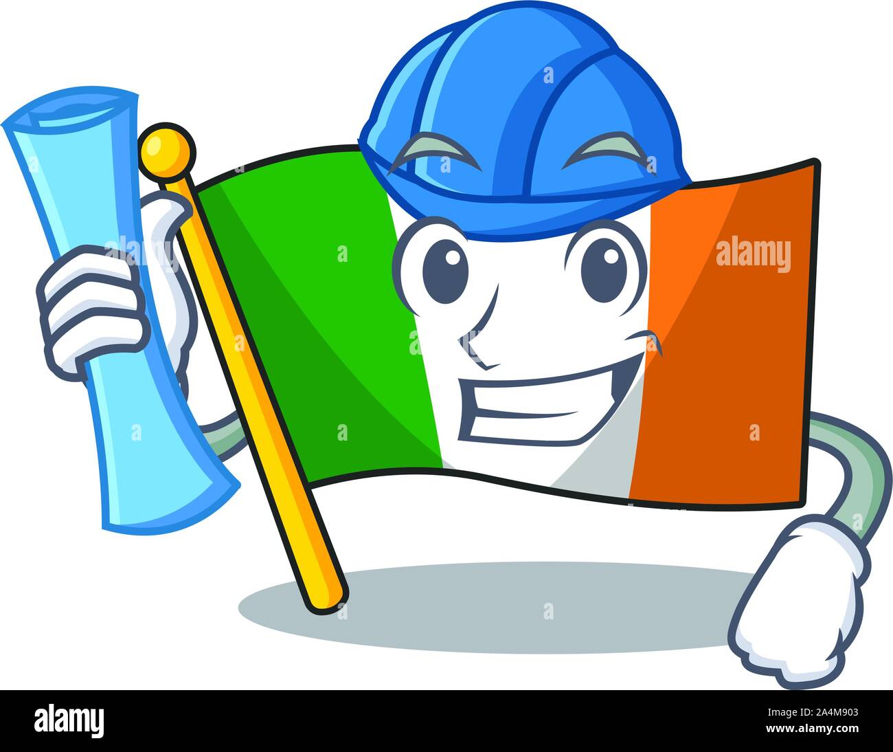 Architect flag ireland hoisted above cartoon pole Stock Vector Image ...