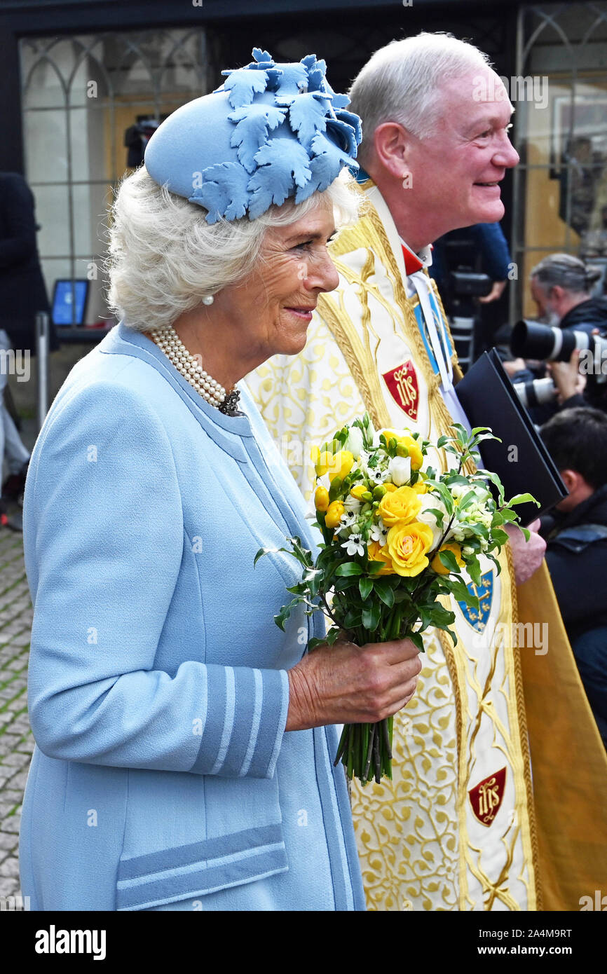 The Duchess of Cornwall, who accompanied Queen ELizabeth II, at the end ...