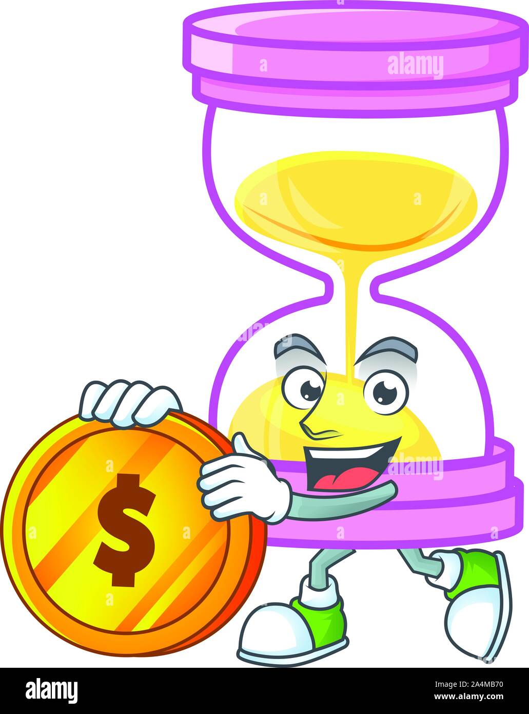 Bring coin sandglass isolated with on white background Stock Vector ...