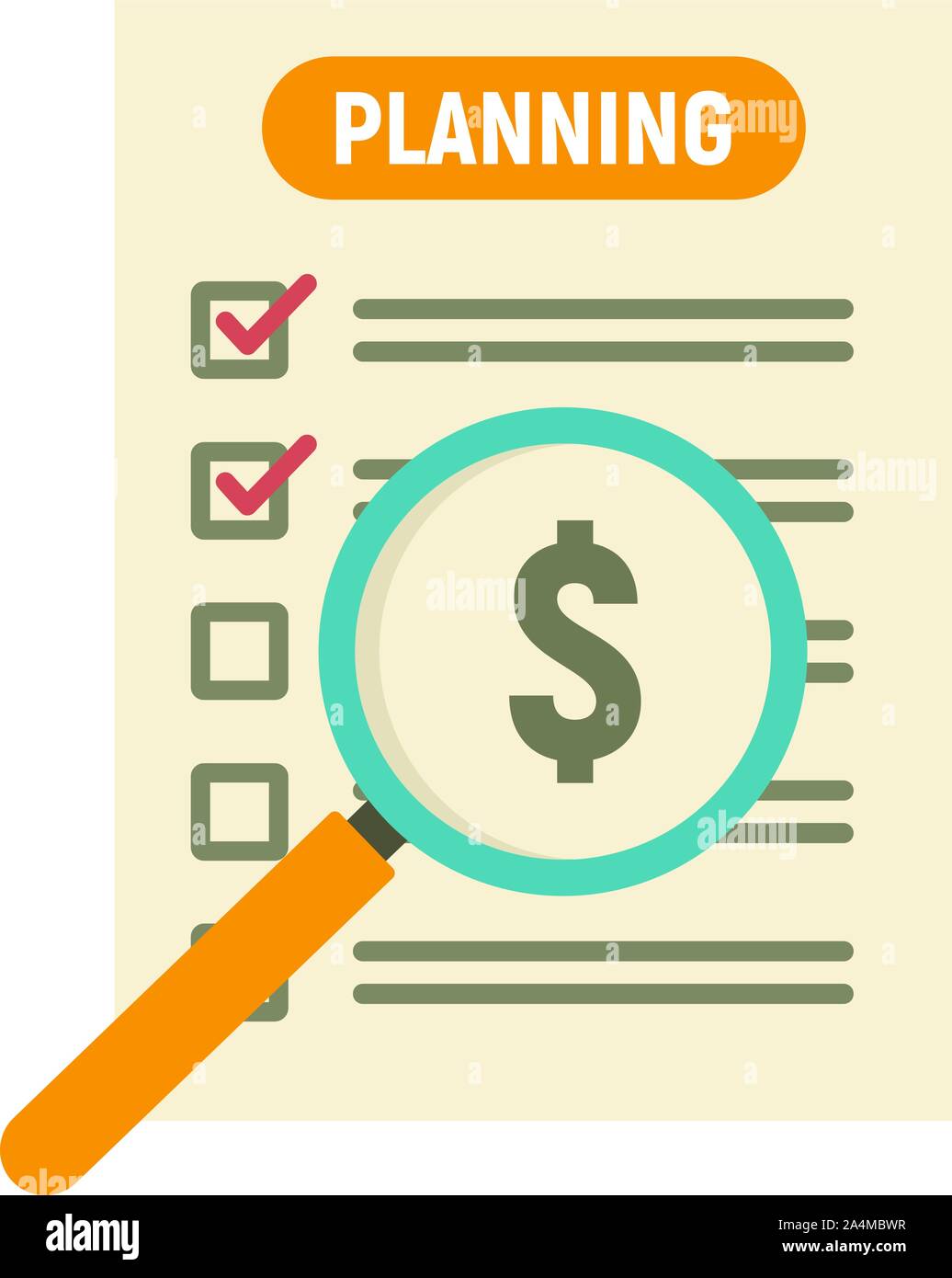 Money planning icon. Flat illustration of money planning vector icon ...