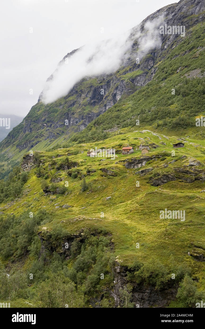 Mountain farm, Geiranger mountains Stock Photo - Alamy