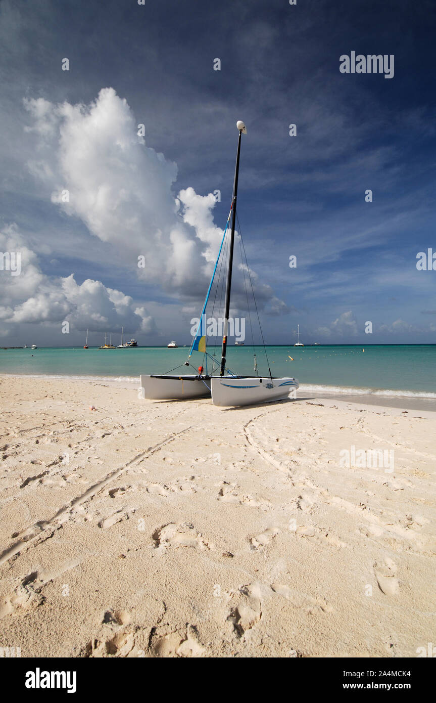 Hobie cat - small catamaran - on the beach in Aruba Stock Photo - Alamy