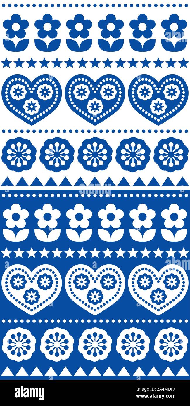 Scandinavian vector seamless pattern, floral decorative folk art design ...