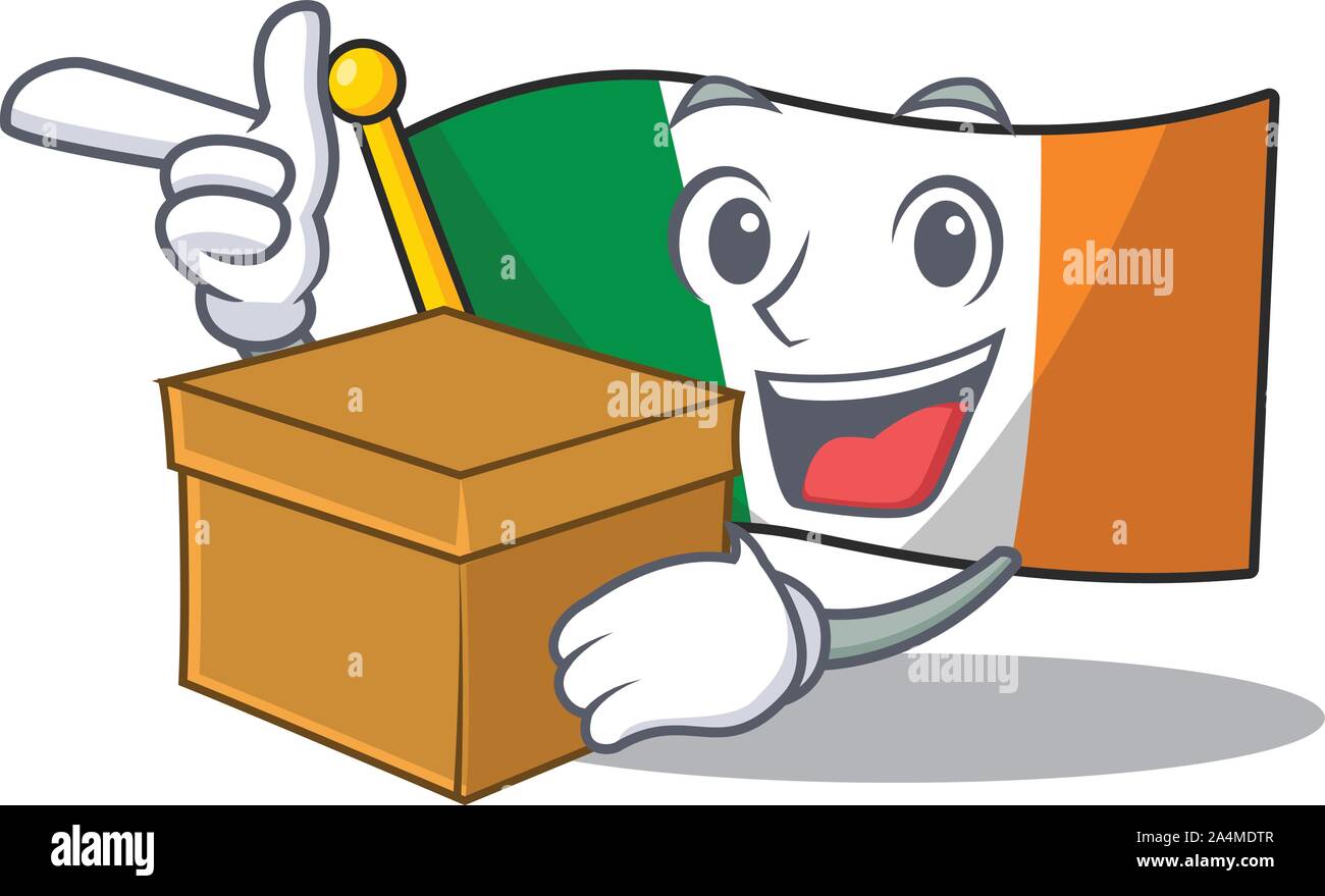 With box flag ireland hoisted above cartoon pole Stock Vector Image ...